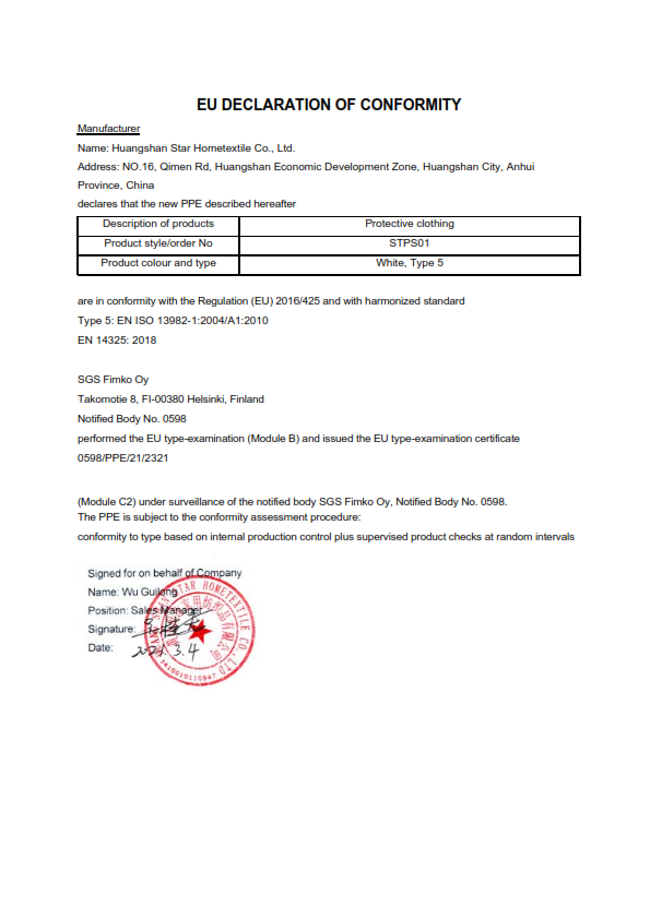 Declaration of Material Innocuousness And EU Declaration of Conformity ...
